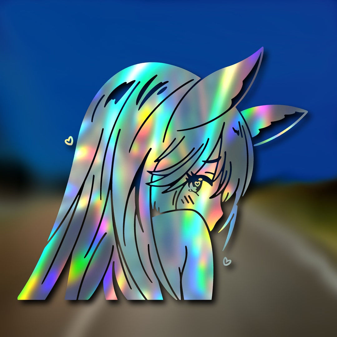Anime Shy Cat Girl Decal, Car, Truck, Windshield, Laptop, Vinyl ...
