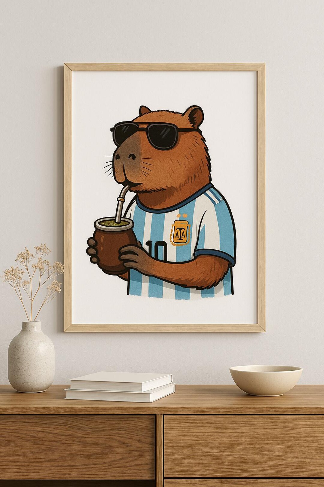 Capybara Drinking Mate Printable Wall Art | Argentina Decor | Digital ...