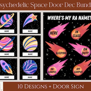 Psychedelic Space Door Dec + Door Sign Bundle - Etsy