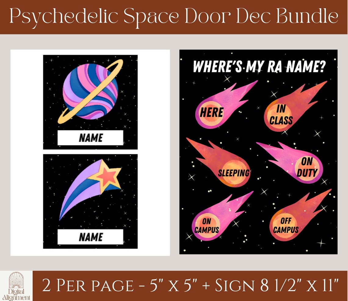 Psychedelic Space Door Dec + Door Sign Bundle - Etsy