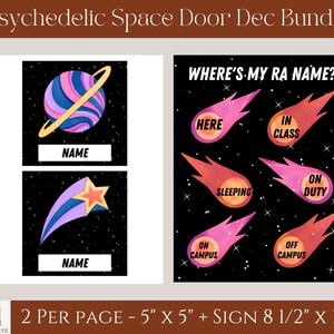 Psychedelic Space Door Dec + Door Sign Bundle - Etsy