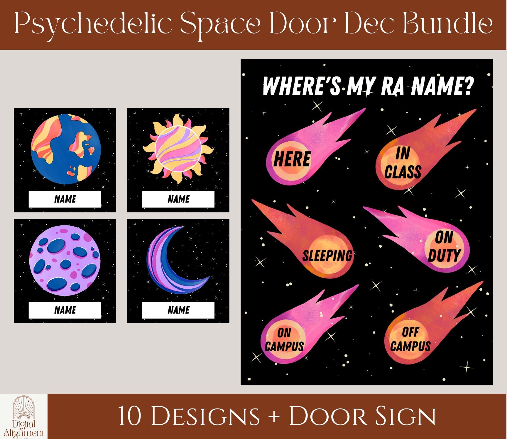 Psychedelic Space Door Dec + Door Sign Bundle - Etsy