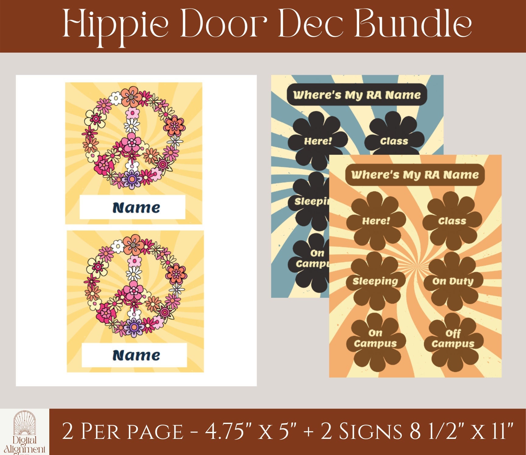 Hippie Door Dec + Door Sign Bundle - Digital Download - Etsy