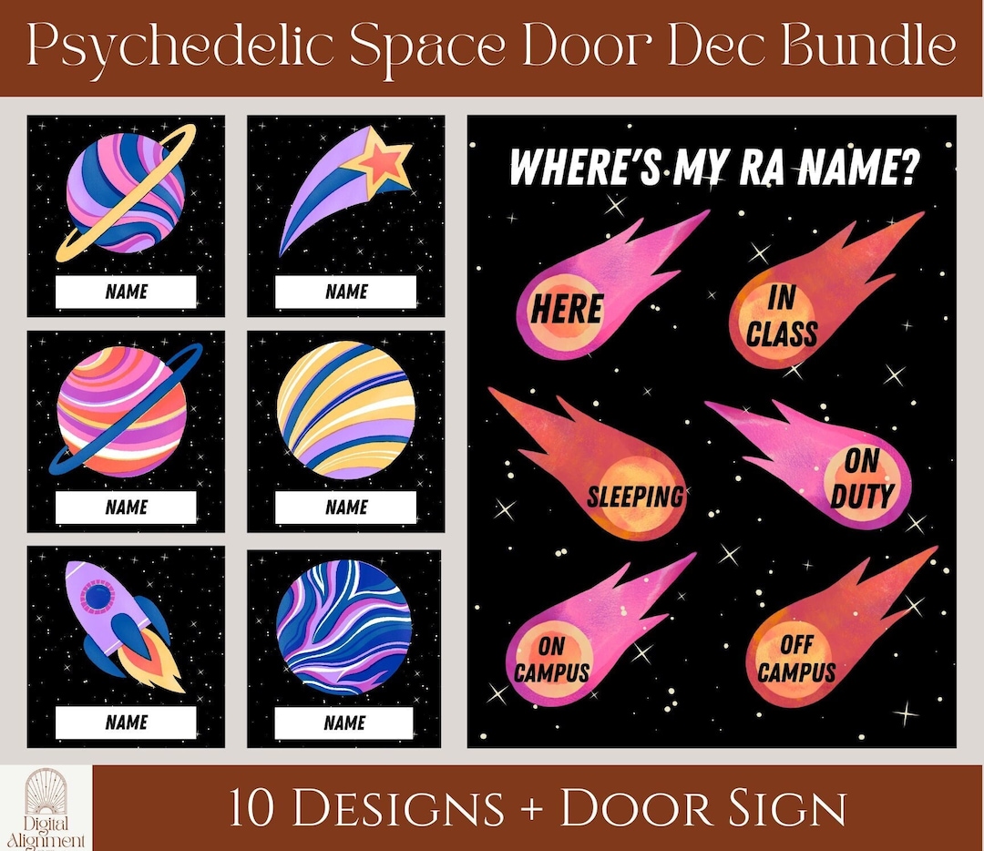 Psychedelic Space Door Dec + Door Sign Bundle - Etsy