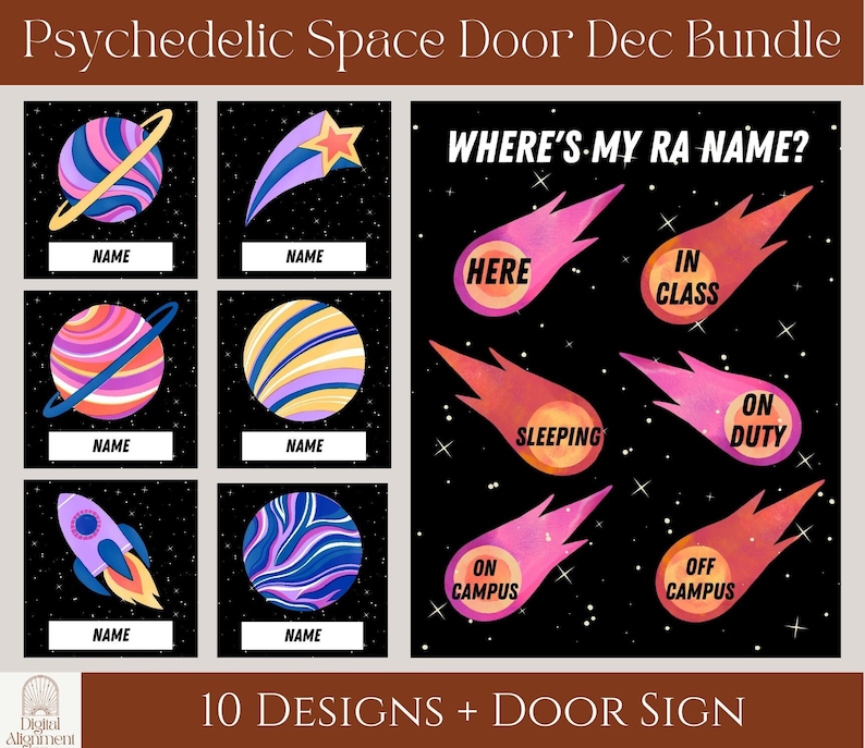 Psychedelic Space Door Dec + Door Sign Bundle - Etsy