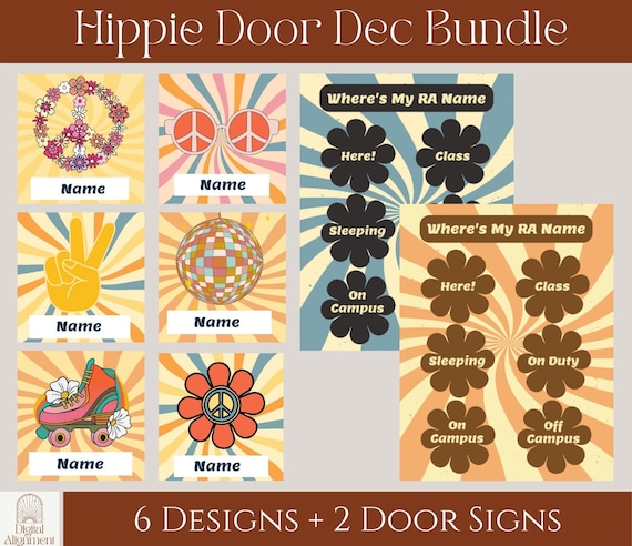 Hippie Door Dec Door Sign Bundle Digital Download - Etsy