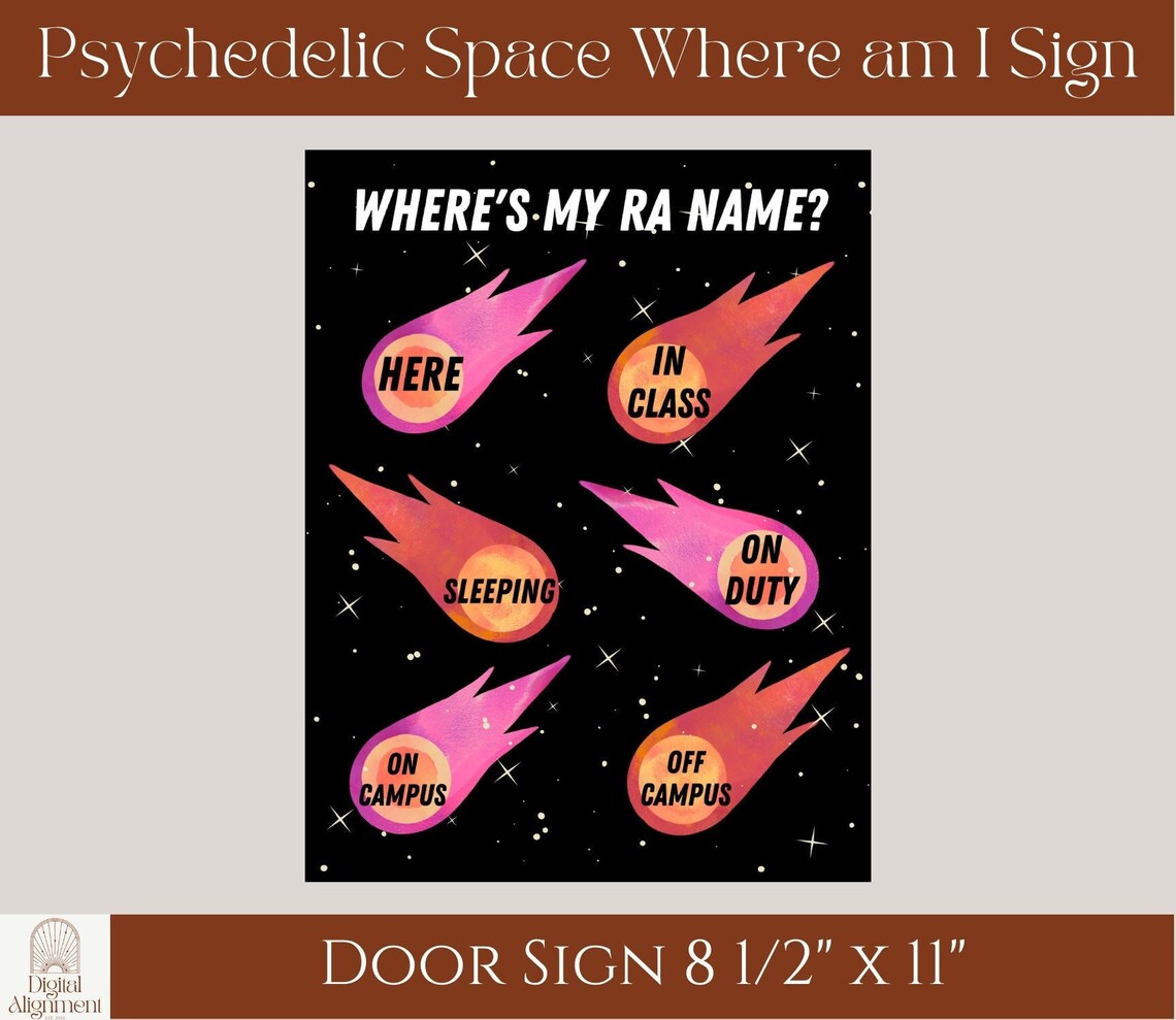 Psychedelic Space Where's My RA Sign Digital Download - Etsy