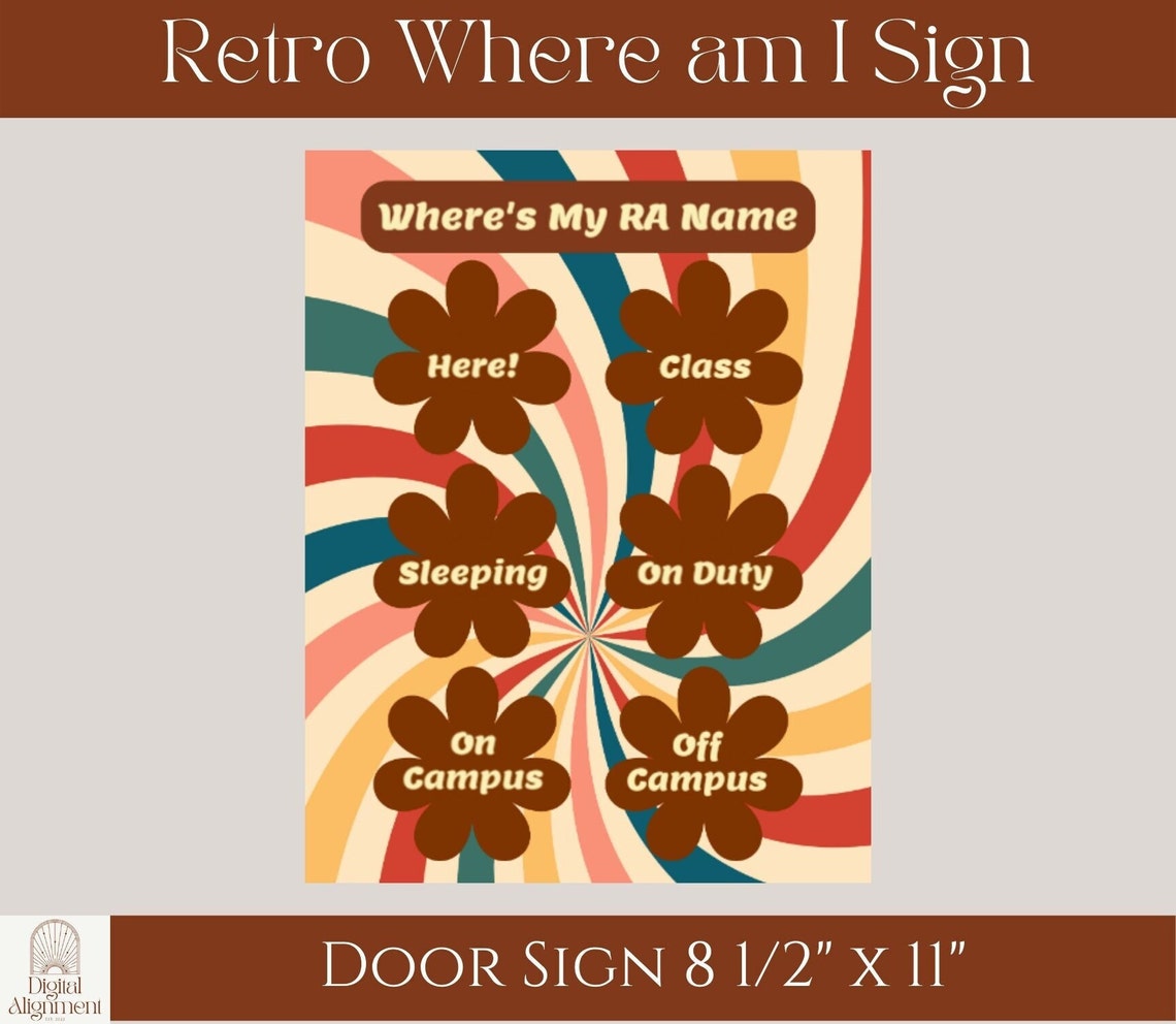 Retro Where's My RA Sign - Digital Download - Etsy
