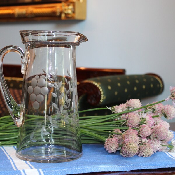 Etched Glass Pitcher - Etsy