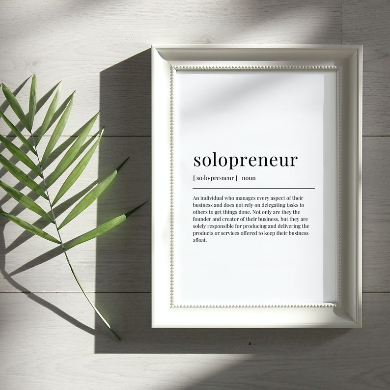 Solopreneur Definition Poster Printable, Solopreneur Poster, Definition ...