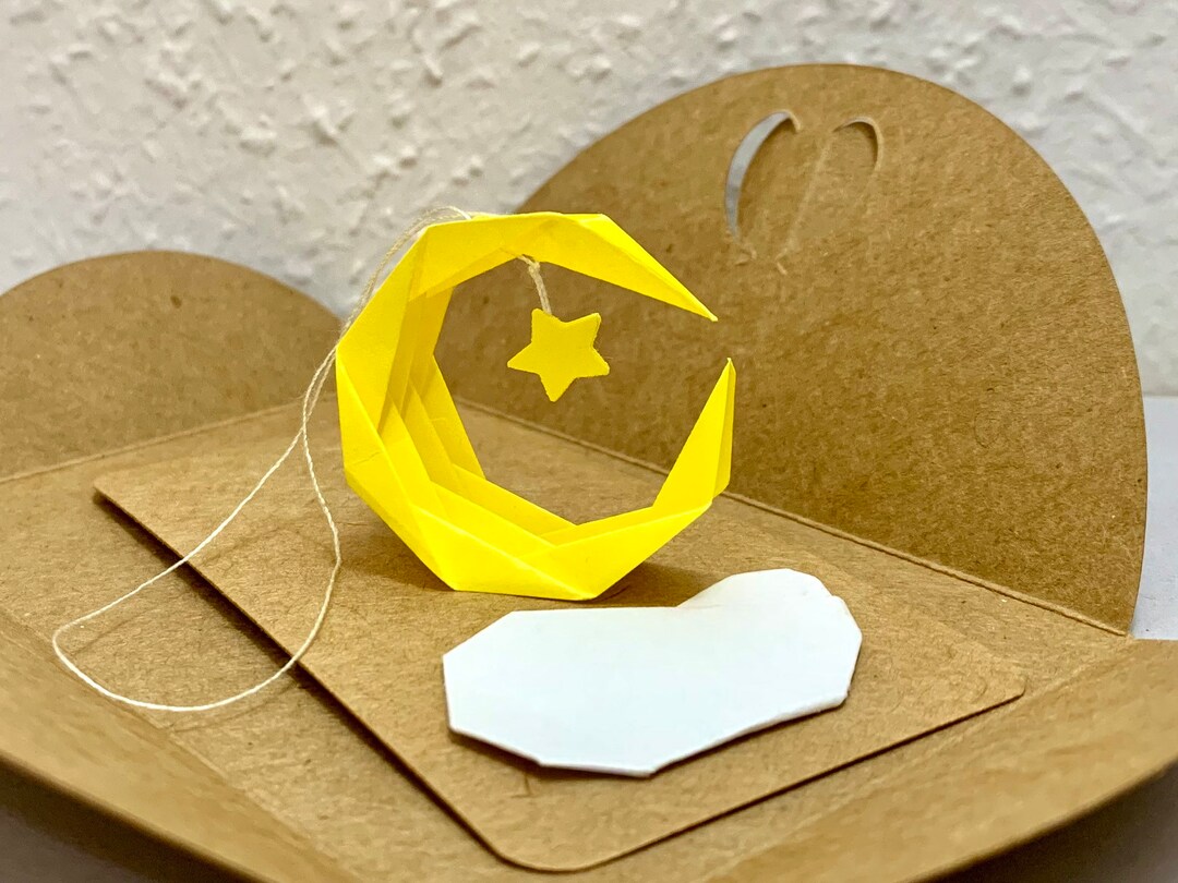 Origami Moon Moon Mini Card Paper Moon Small Card Gift - Etsy