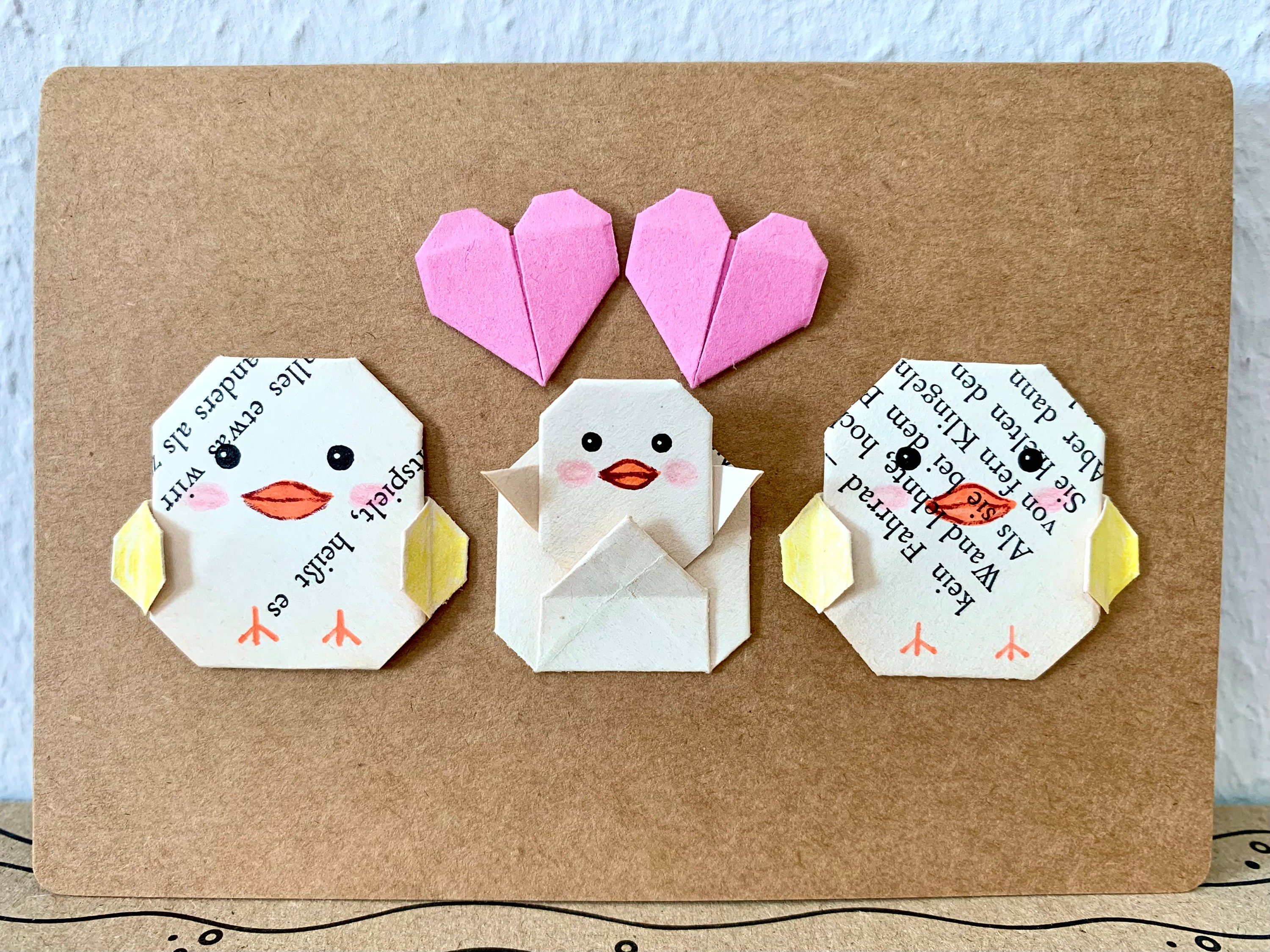 Origami Duck Family Card, Personalized Card, Your Desired Text, Origami ...