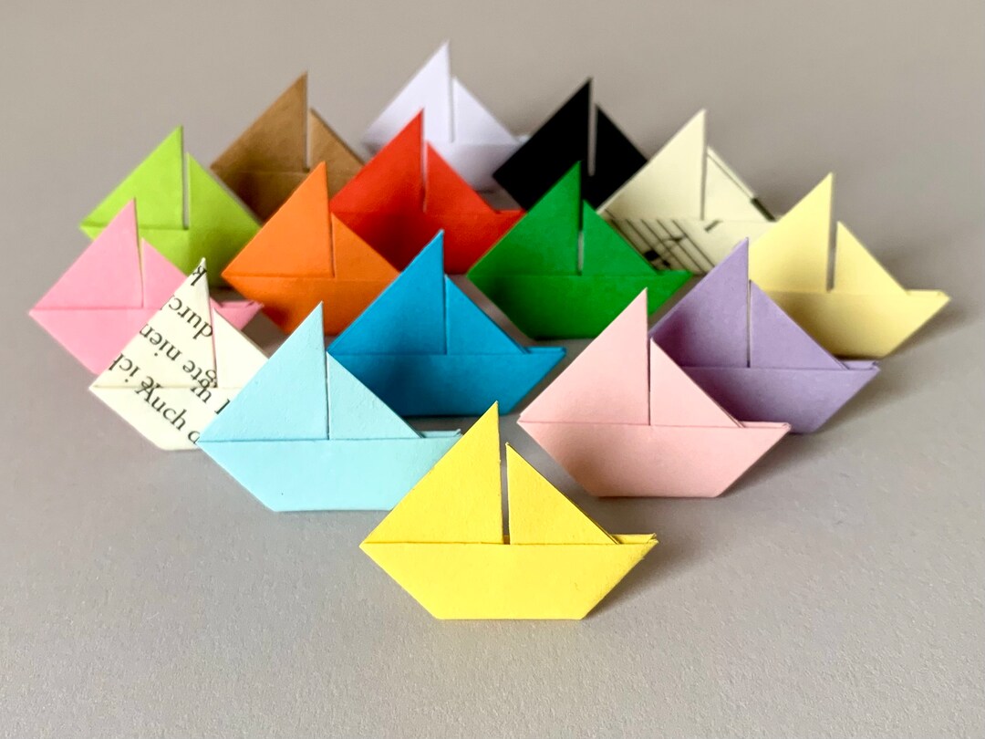Set of 10, 10 Origami Boats, Choose Color & Size, Origami Sailboat ...