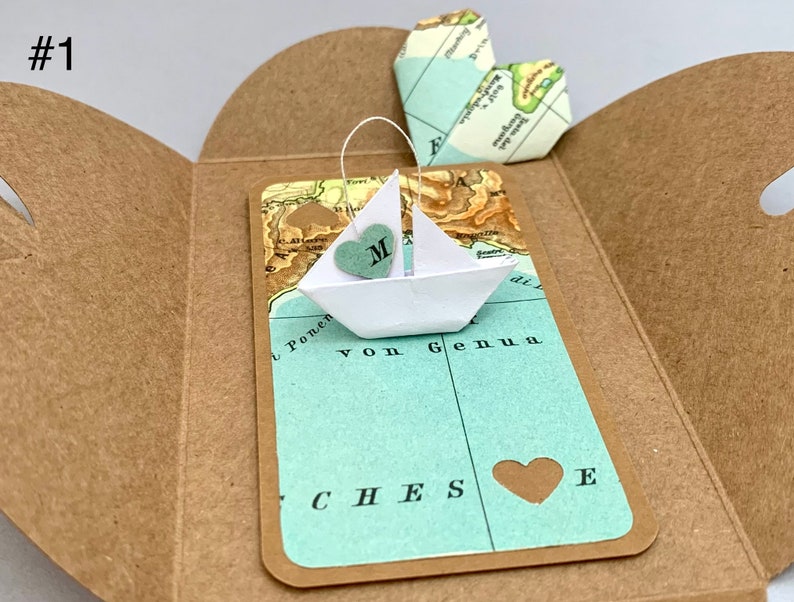Origami Boat Mini Card, Sailboat Card, Small Card, Personalized Card ...