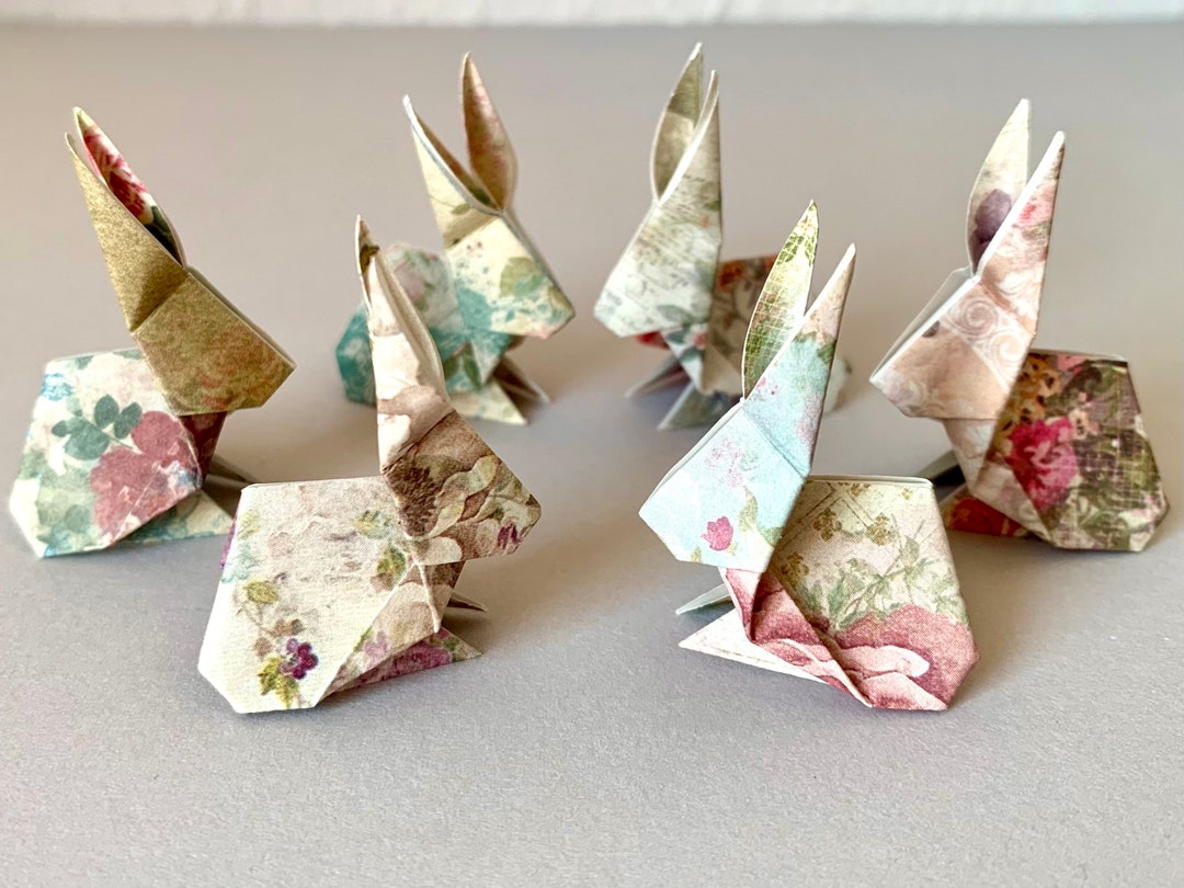 Set of 6, Origami Mini Bunnies, Small Rabbits, Easter Bunnies, Easter ...