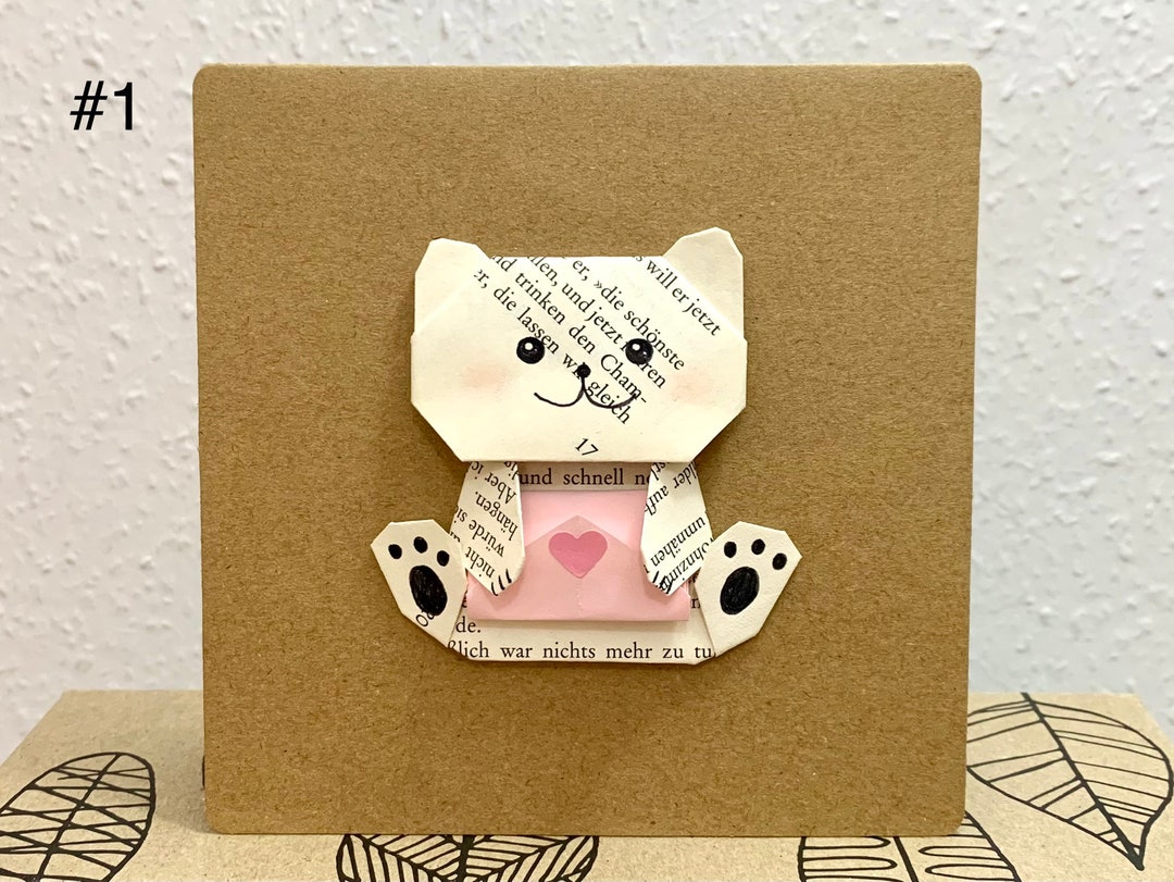 Origami Bear Card, Your Desired Text, Bear With Heart, Bear With Letter ...