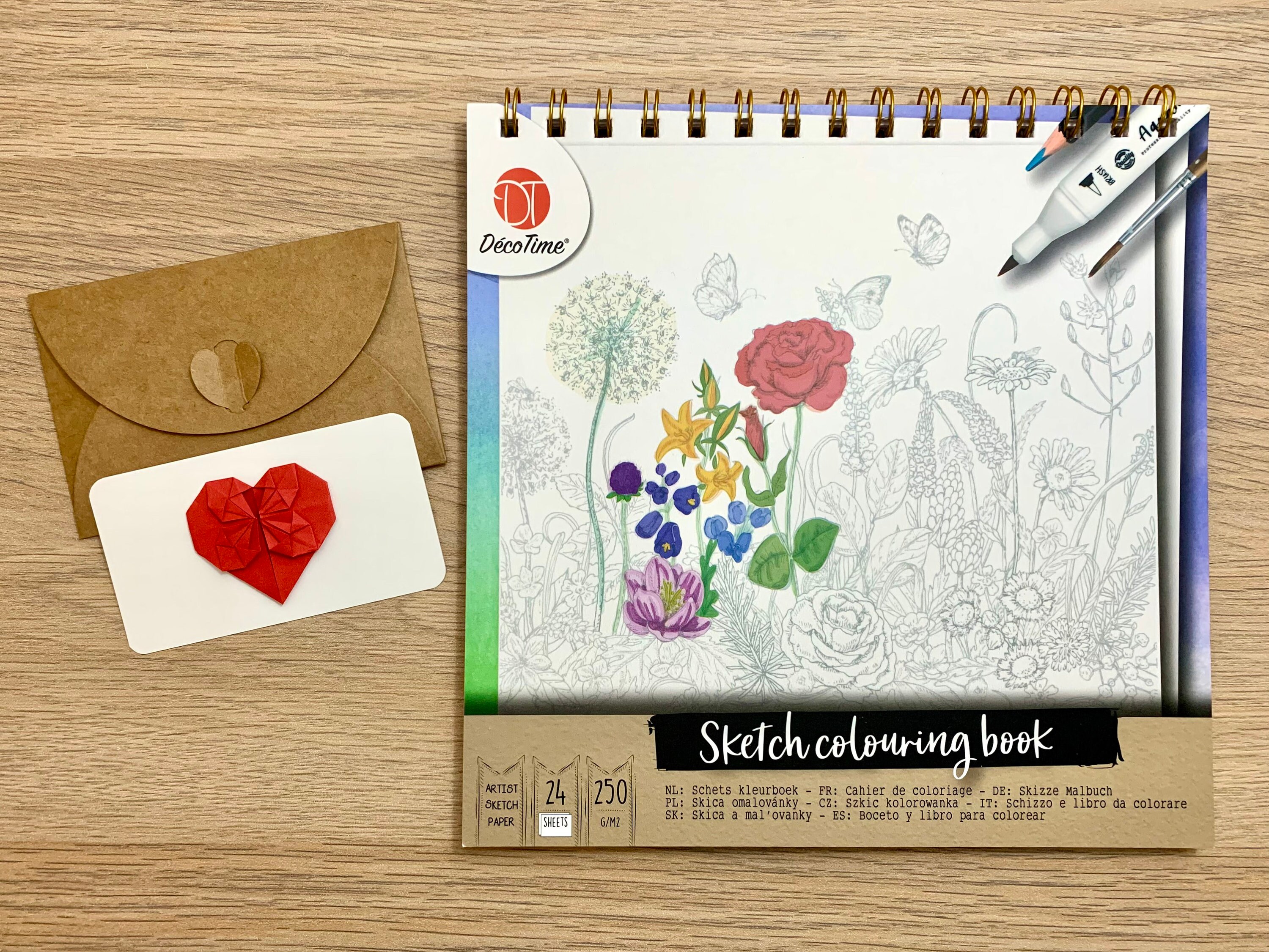 Sketch Coloring Book With Heart Mini Card, 24 Sheets, Sketch Coloring ...