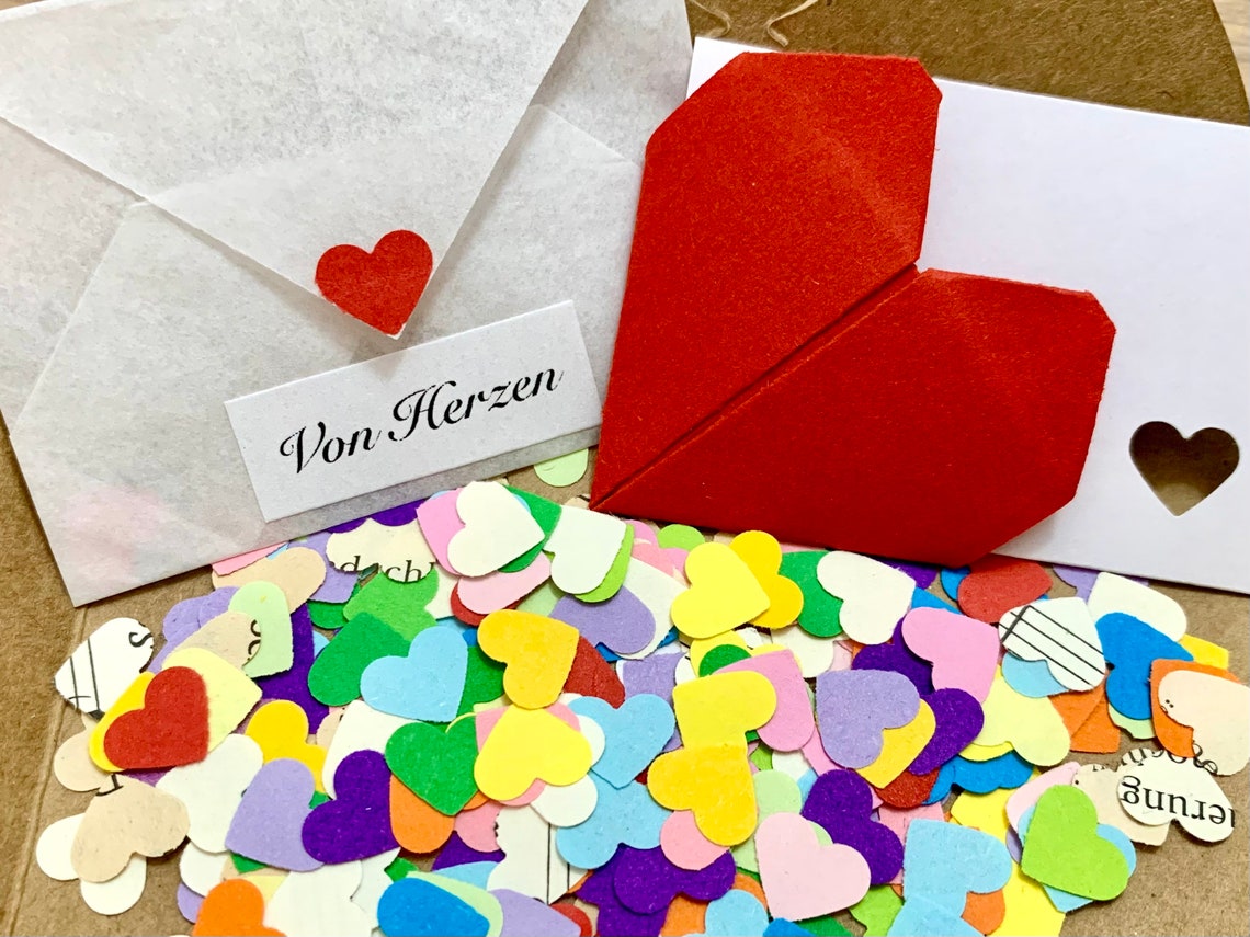 Confetti Mini Card, Rainbow Heart Confetti, Small Heart Card, Your ...