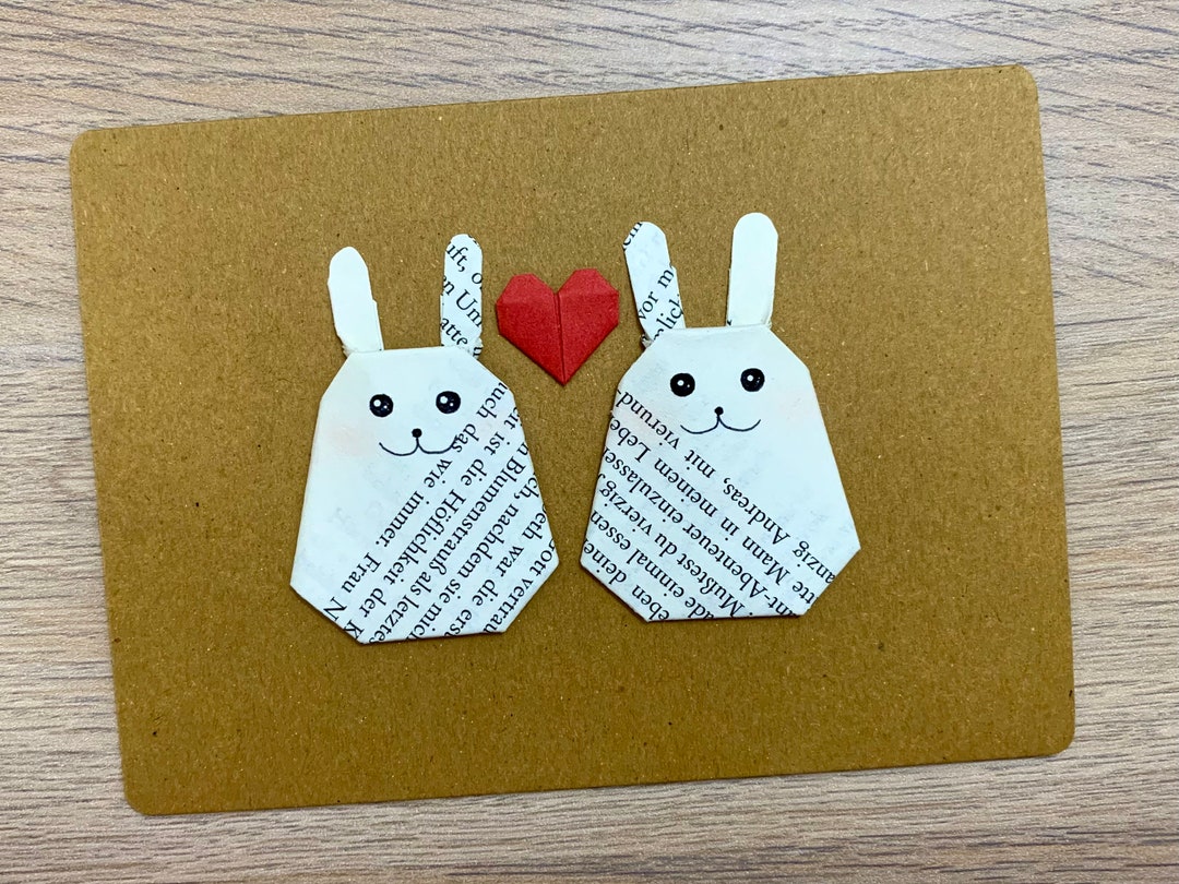Origami Rabbit Card, Pair of Rabbits, Your Desired Text, Rabbit With ...