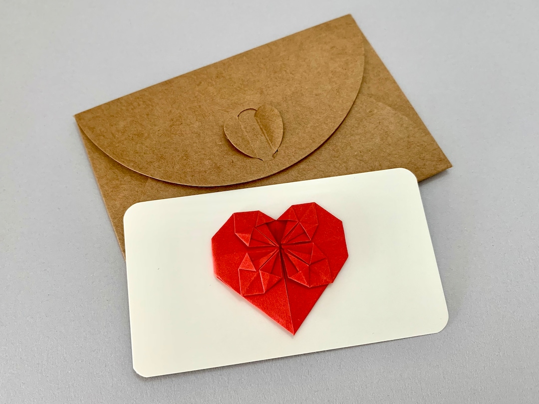 Origami Heart Mini Card, Personalized Card, Small Card, Anniversary ...