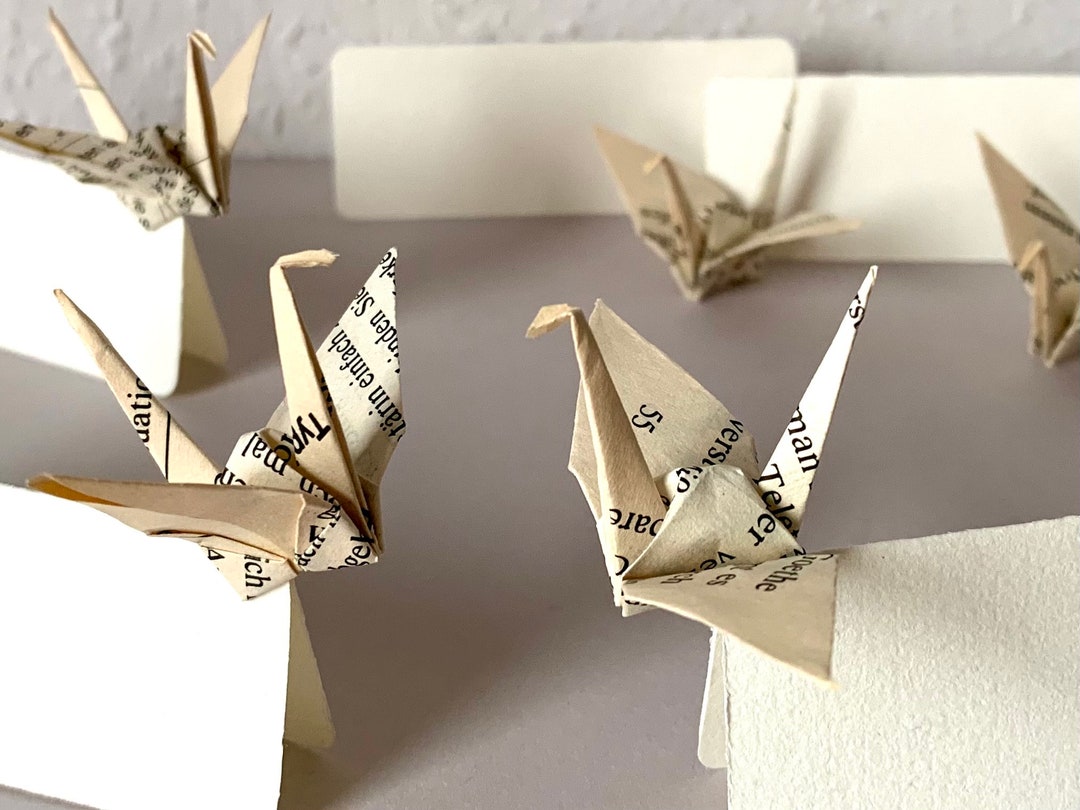 Set of 5, Origami Place Cards, Crane Place Cards, Name Cards, Folding ...