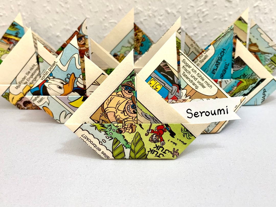 Set of 12, 12 Origami Boats, Origami Sailboat, Paper Boat, Table ...