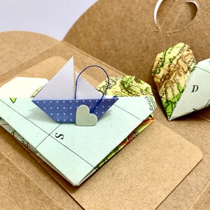 Origami Boat Mini Card, Paper Ship Card, Personalized Gift, Custom Text ...