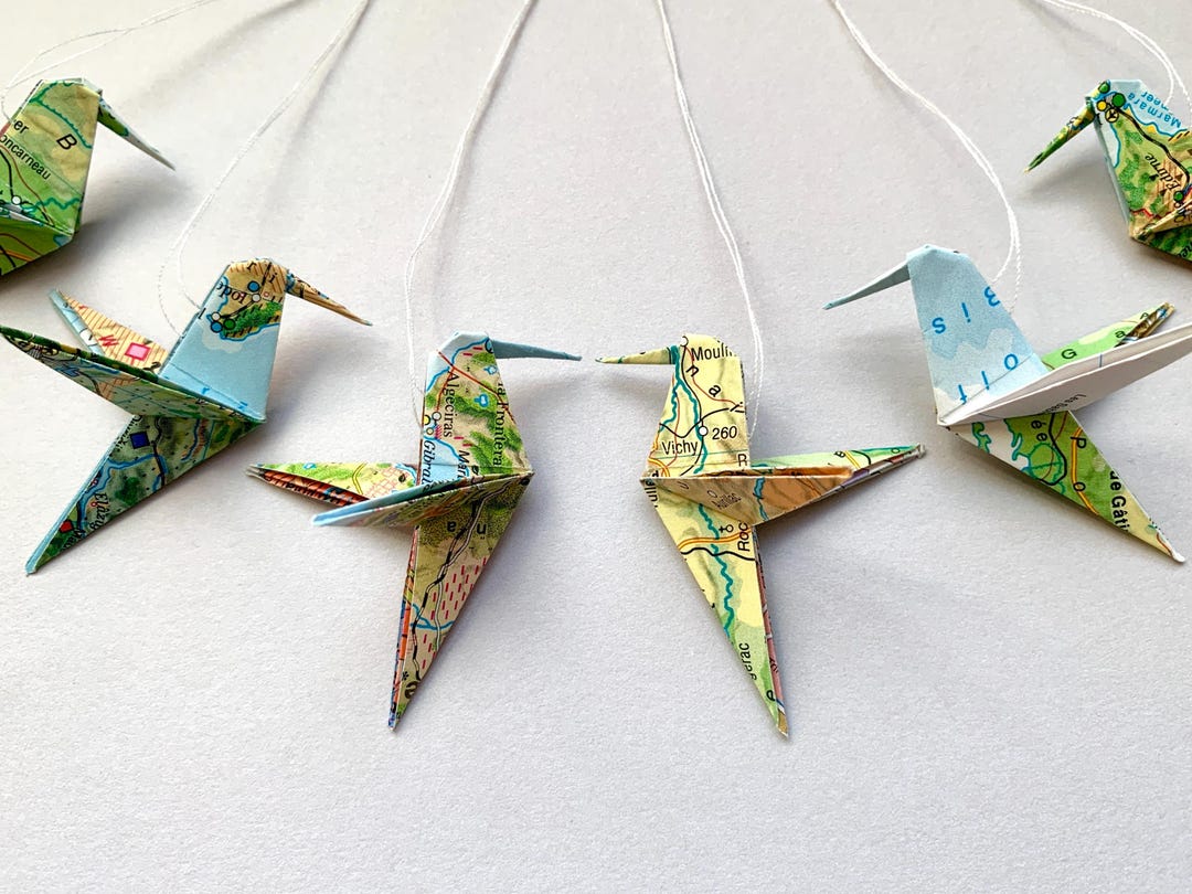 Set of 6, Origami Hummingbirds, Paper Hummingbirds, Birds Made From ...