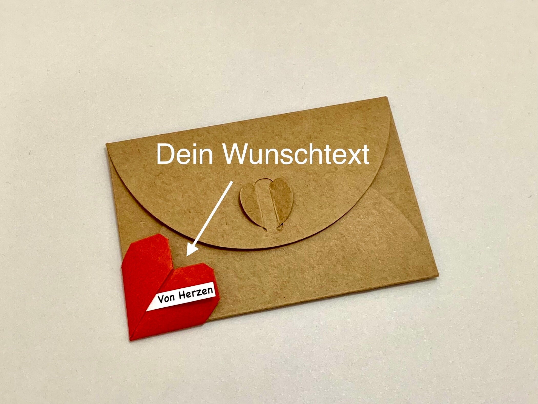 Origami Heart Mini Card, Personalized Card, Small Card, Anniversary ...