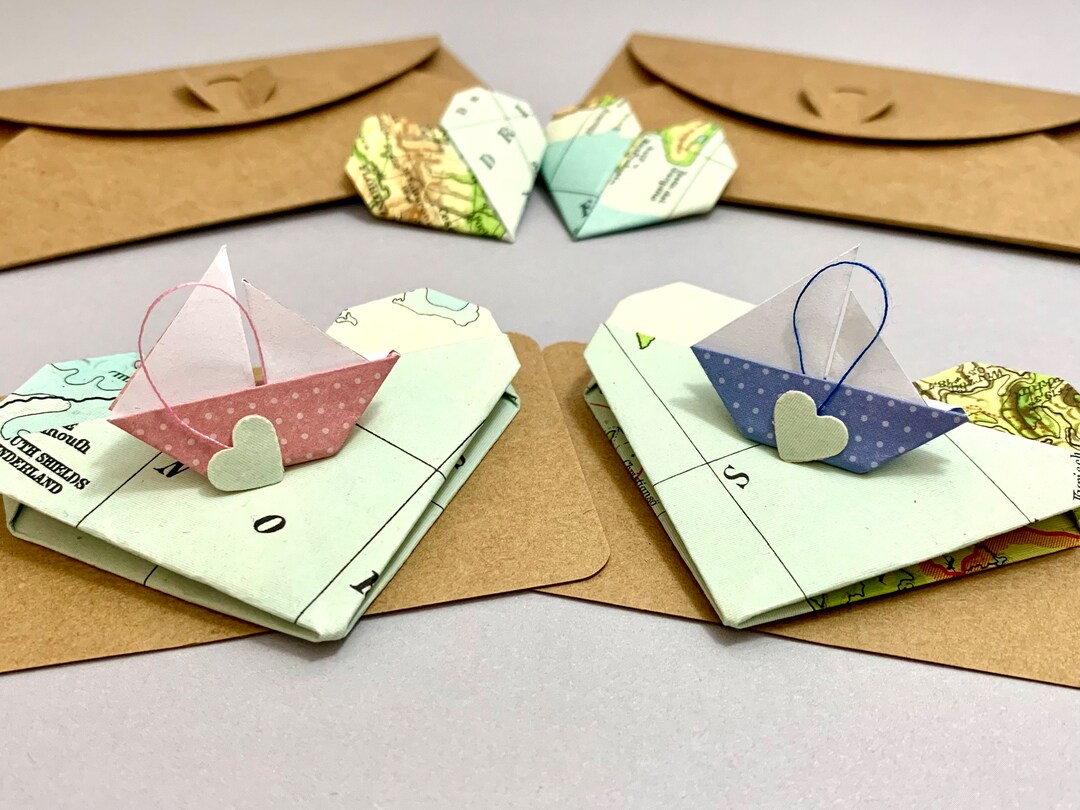 Origami Boat Mini Card, Paper Ship Card, Personalized Gift, Custom Text ...