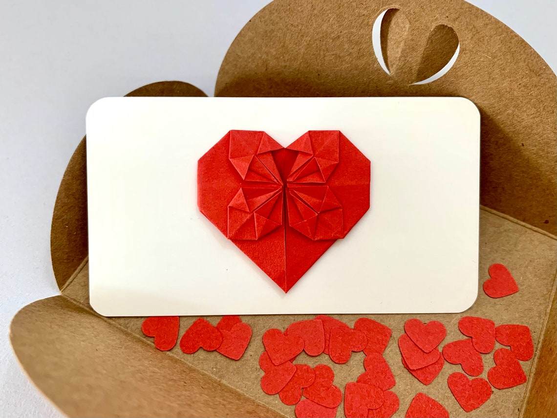 Origami Heart Mini Card, Personalized Card, Small Card, Anniversary ...