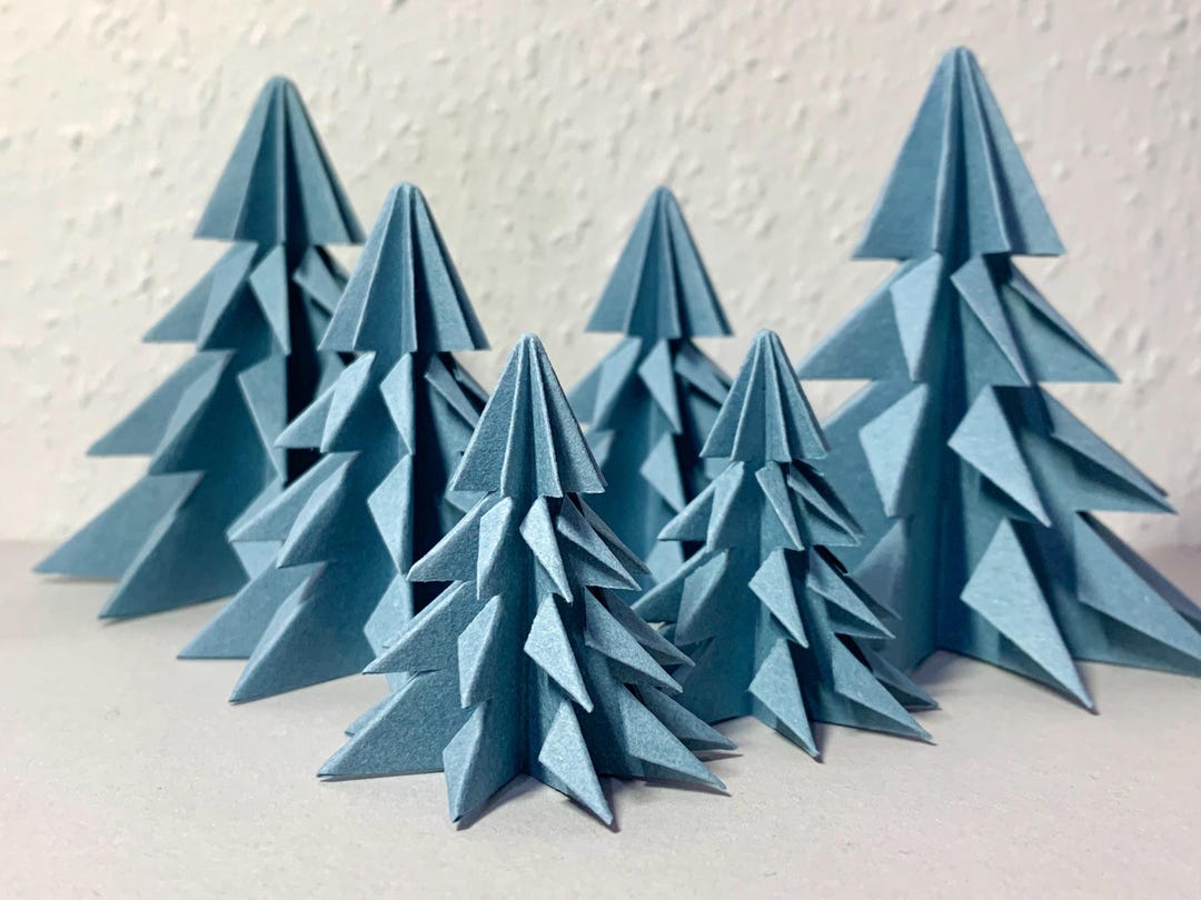 Set of 6, Origami Fir Trees, Christmas Tree, Tree Pendant, Tree ...