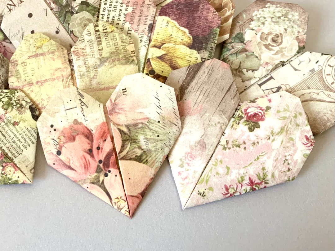 10 Set, Origami Hearts, Paper Hearts, Heart Pendants, Spring Decoration ...