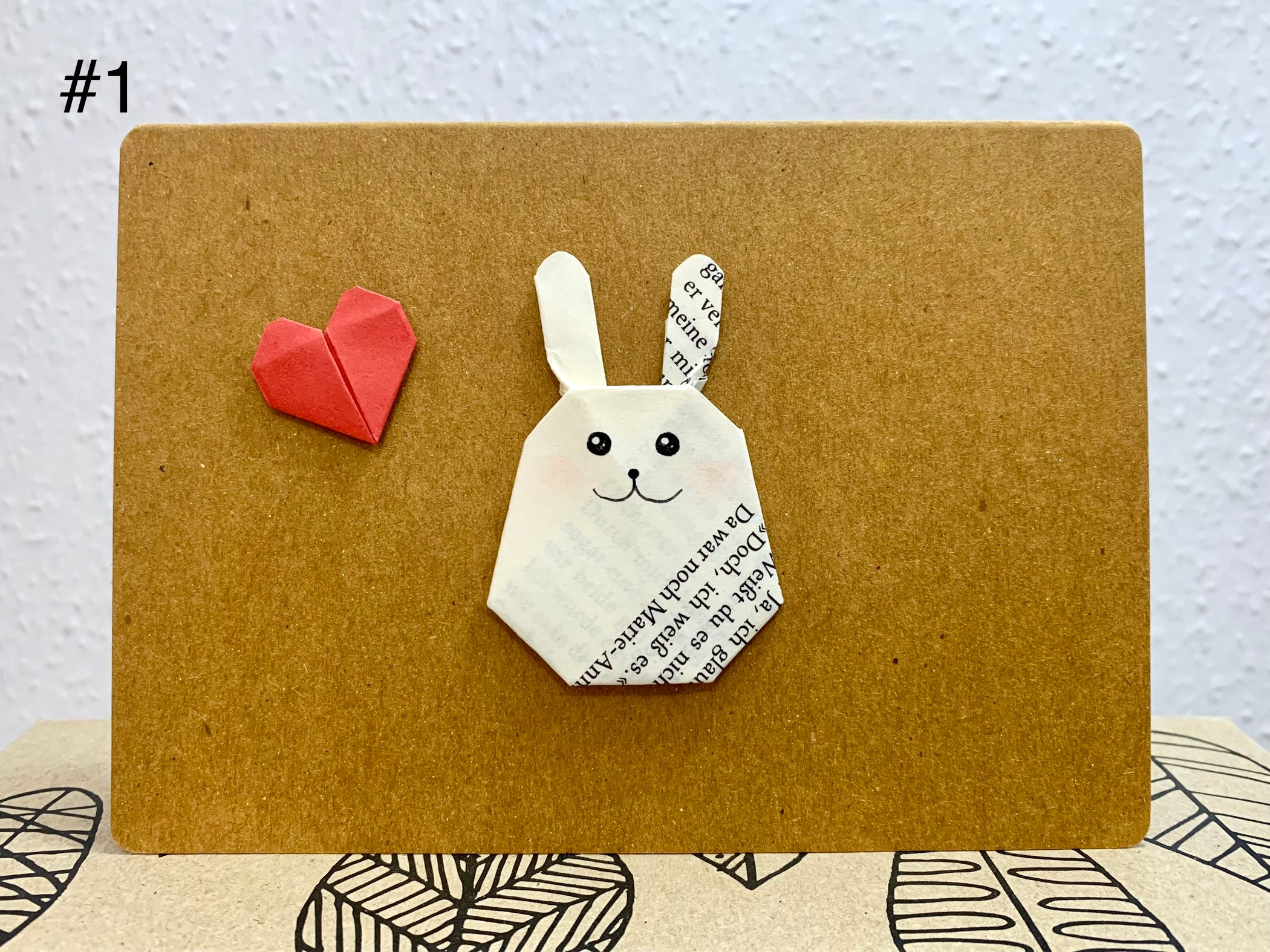 Origami Bunny Card, Bunny With Heart Card, Cute Bunny, Your Text of ...