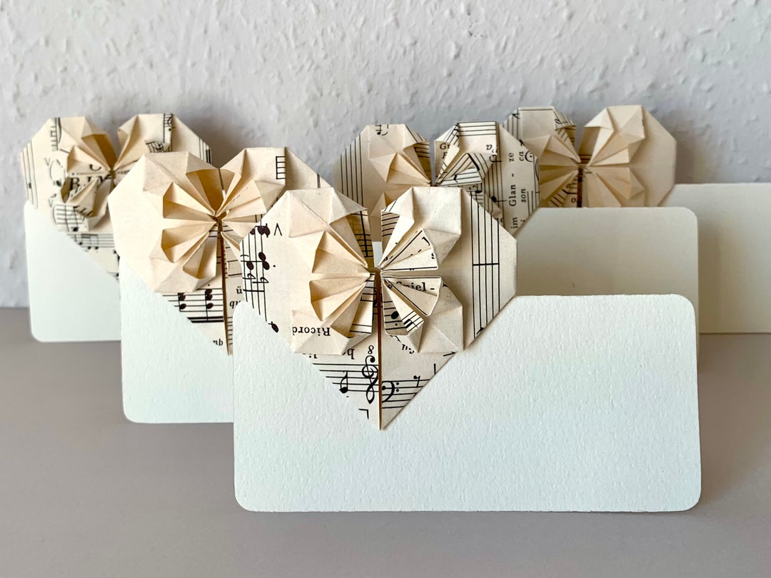 Set of 5 Origami Place Cards Heart Place Cards Name Cards - Etsy