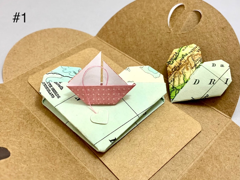 Origami Boat Mini Card, Paper Ship Card, Personalized Gift, Custom Text ...