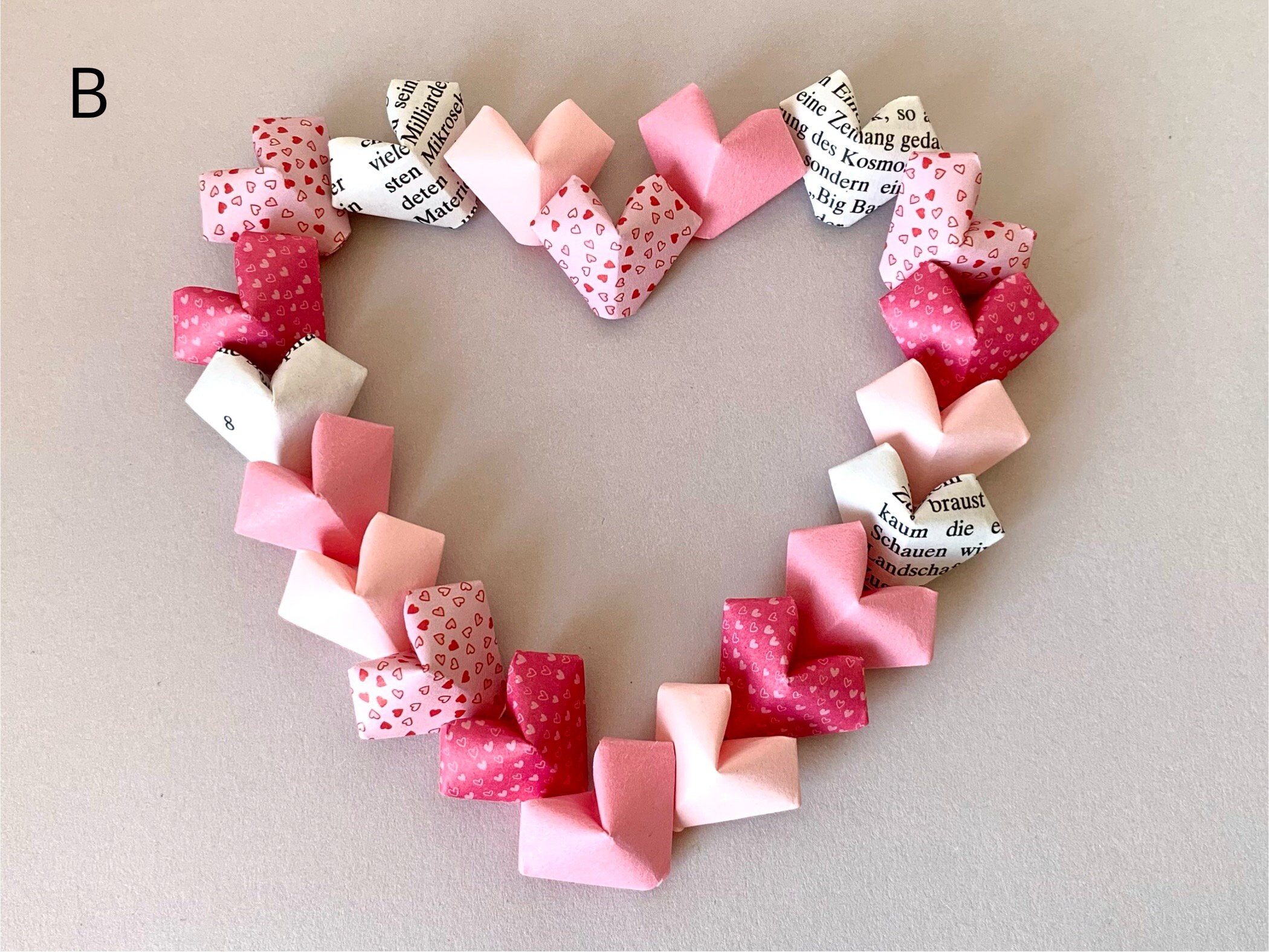 Set of 20, 3D Origami Hearts With Box, Your Wish Text, 3D Paper Mini ...