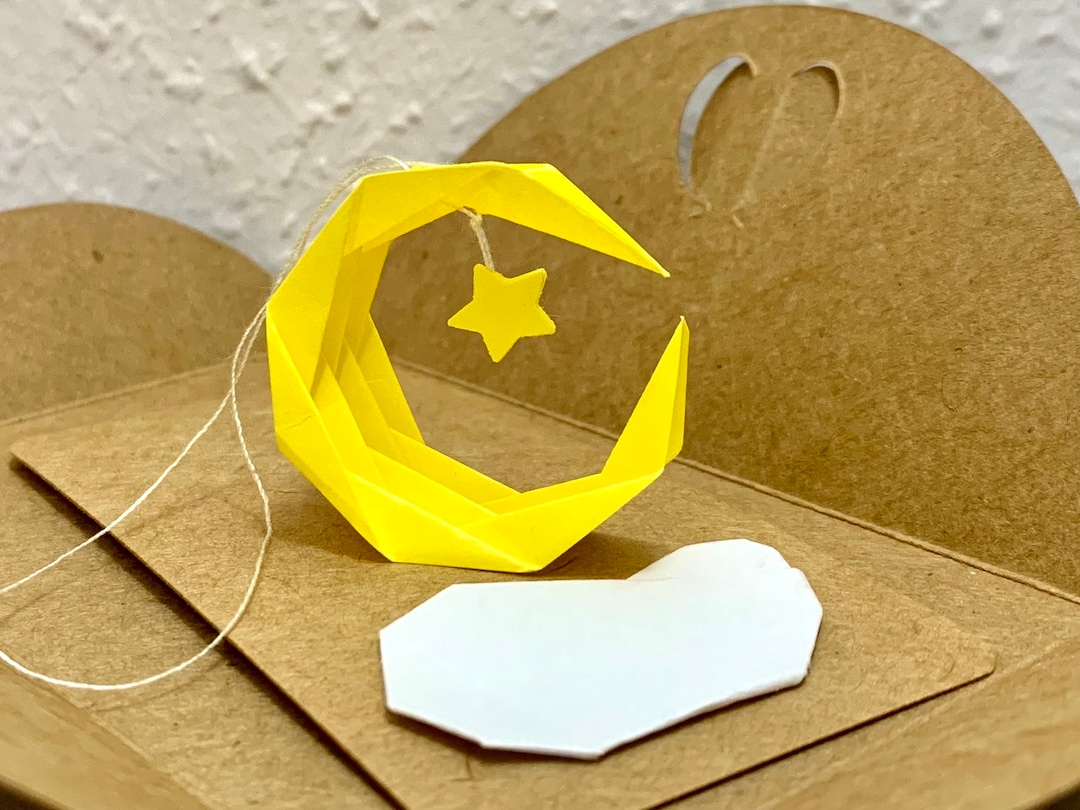 Origami Moon, Moon Mini Card, Personalized Card, Your Desired Text ...