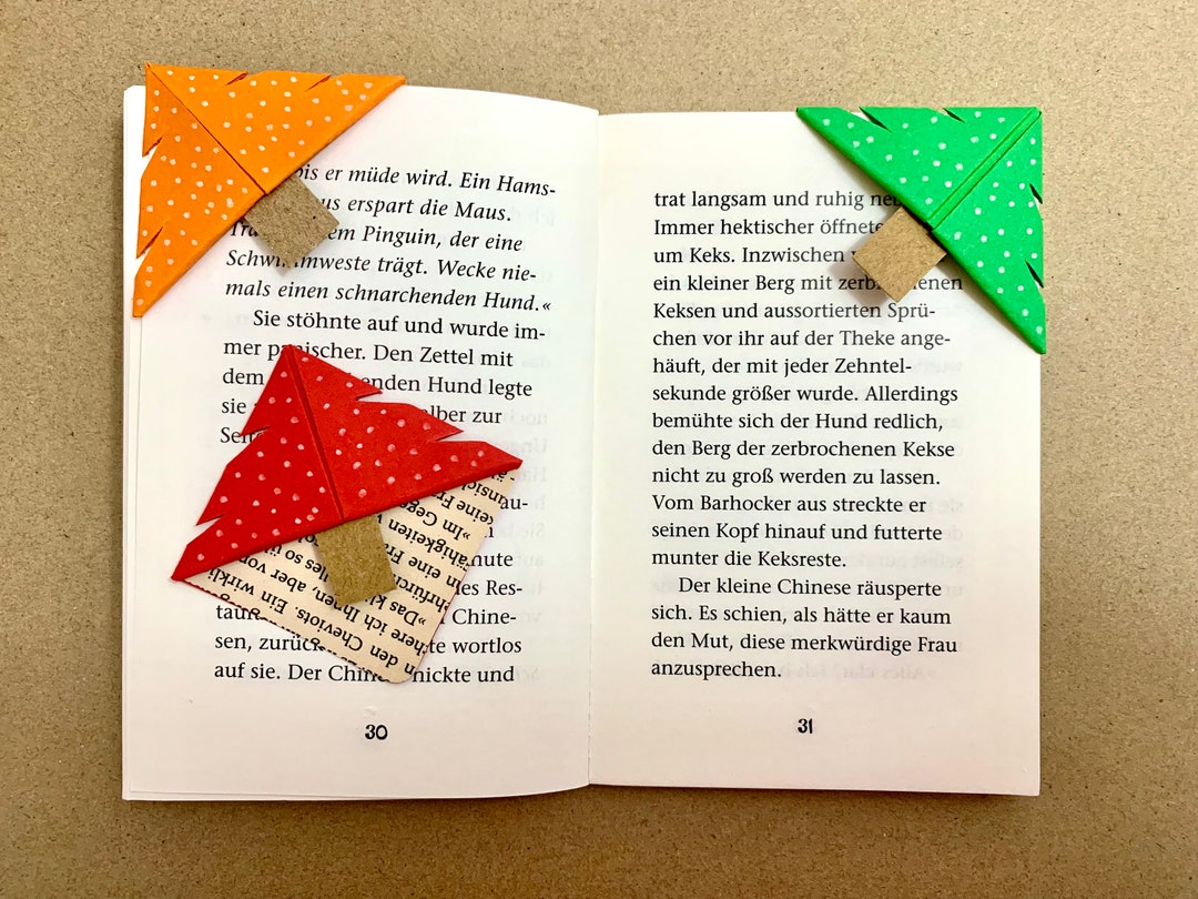Set of 3, Origami Tree Bookmarks, Tree Bookmarks, Choose Color, Origami ...