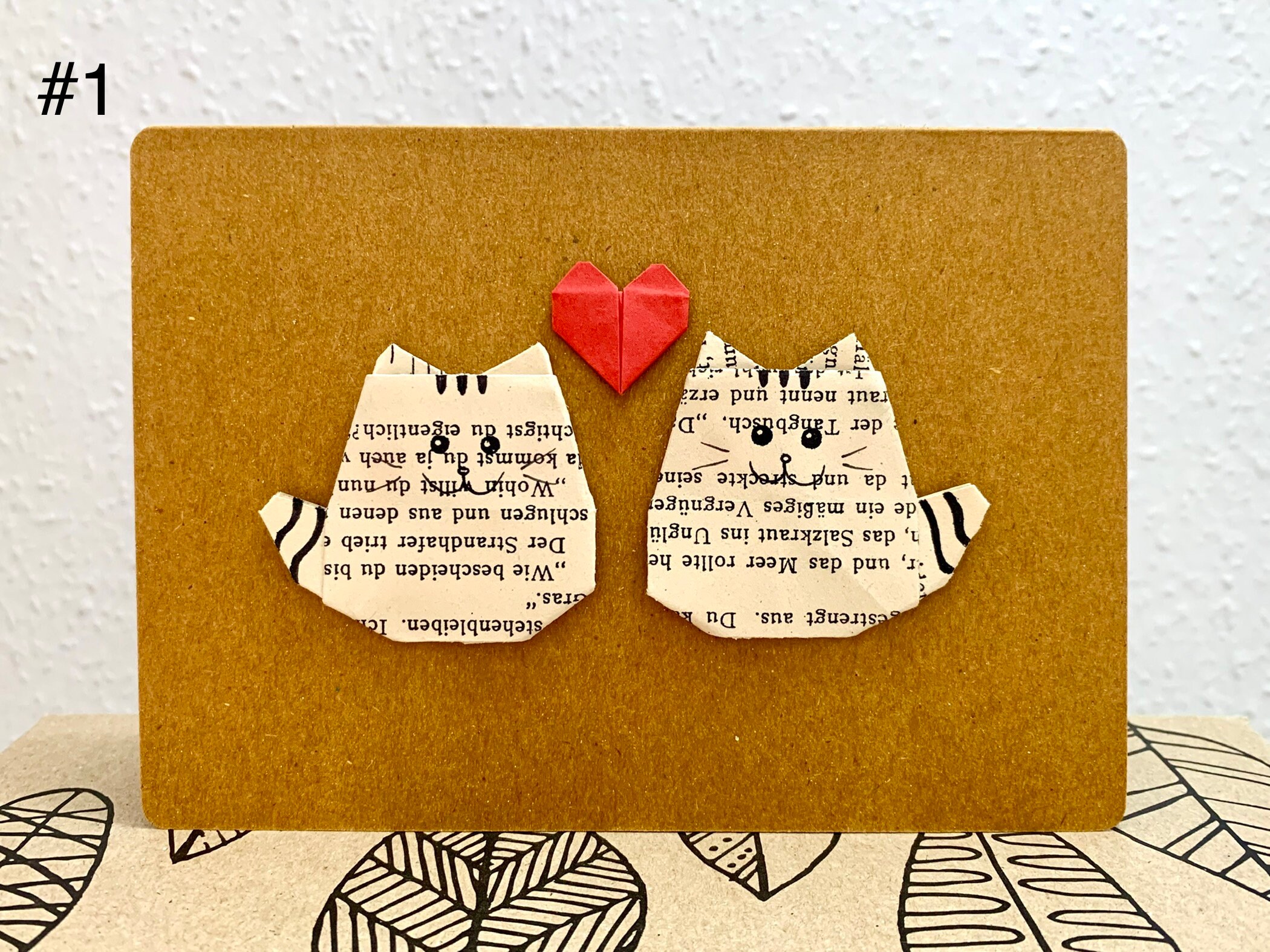 Origami Cats Card, Cat Couple, Your Desired Text, Cat Love, Anniversary ...