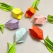 Origami 6 Tulips With 3 Vases, 6 Paper Tulips, Small Origami Tulips ...