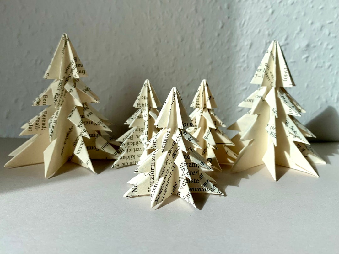 Set of 5, Origami Christmas Trees, Paper Christmas Trees, Tree ...