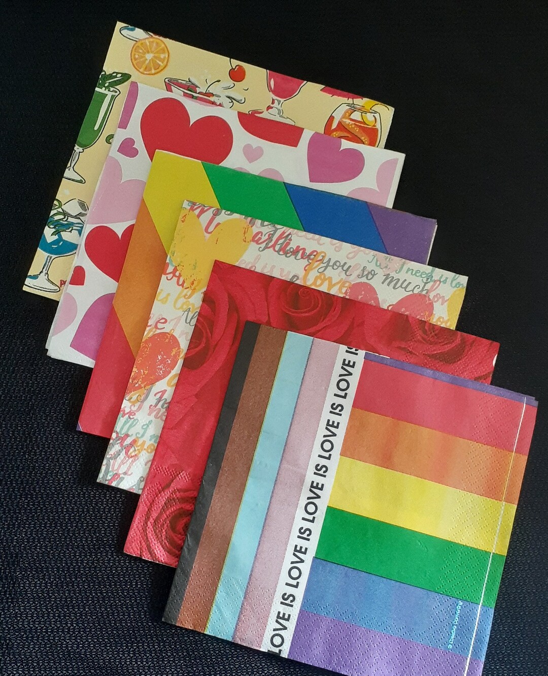 6 Napkins paper Decoupage Romantic Rainbow - Etsy