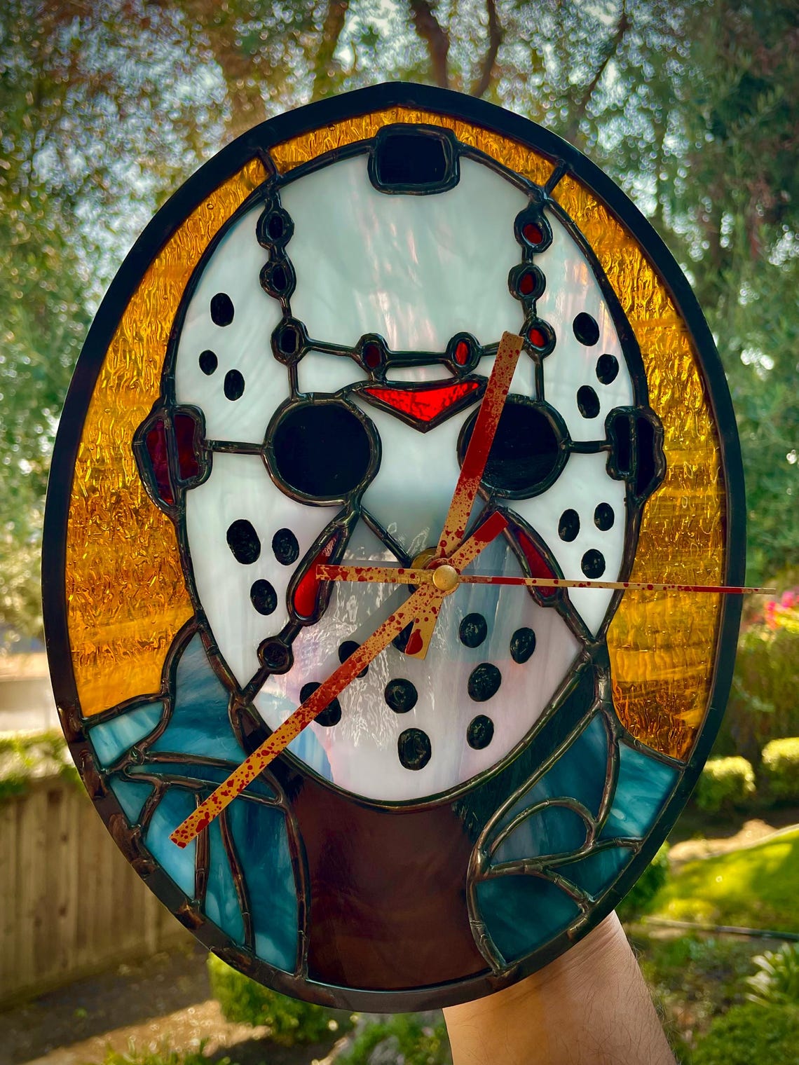 Stained Glass Jason Voorhees Friday the 13th Clock - Etsy