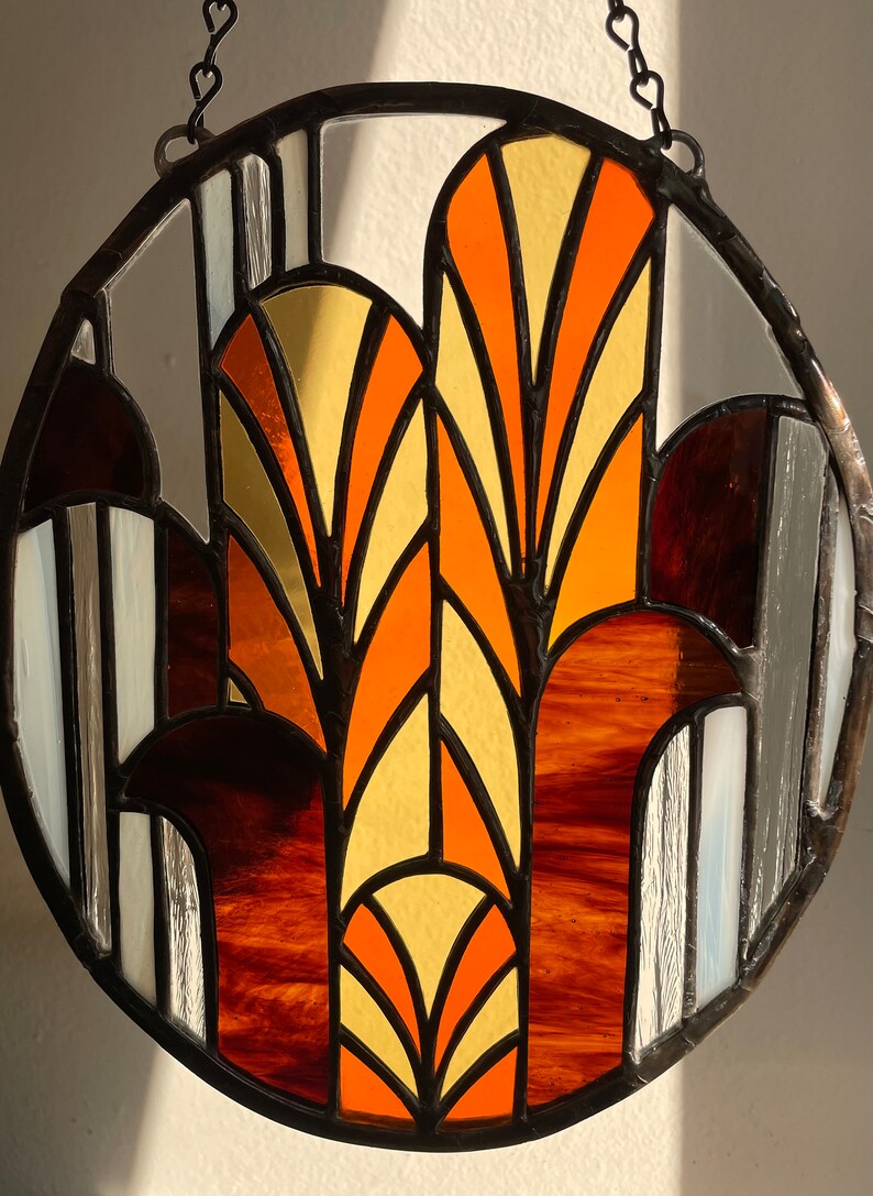 Stained Glass Art Deco Suncatcher Panel 2.0 - Etsy
