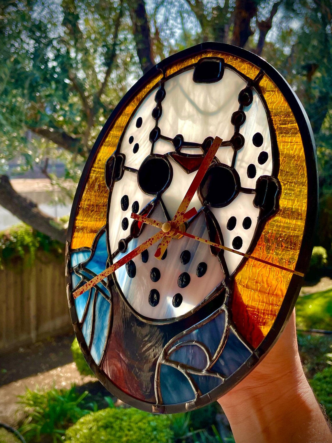 Stained Glass Jason Voorhees Friday the 13th Clock - Etsy