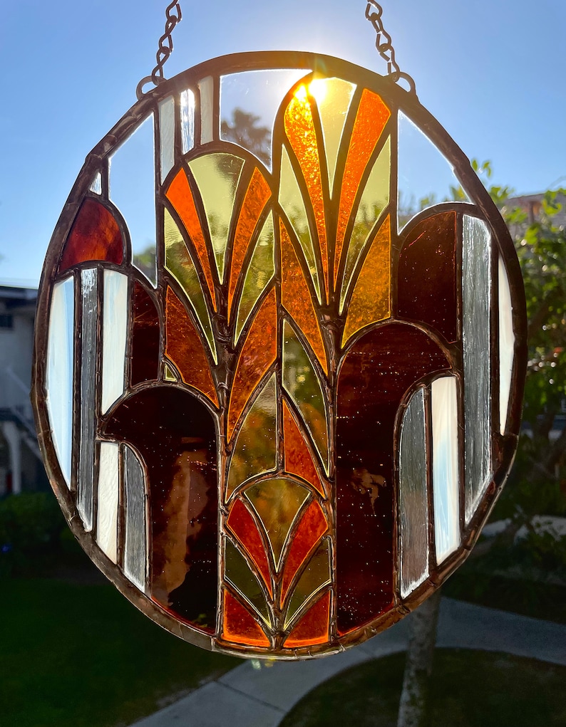 Stained Glass Art Deco Suncatcher Panel 2.0 - Etsy