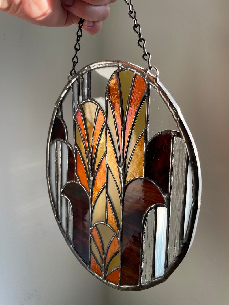 Stained Glass Art Deco Suncatcher Panel 2.0 - Etsy