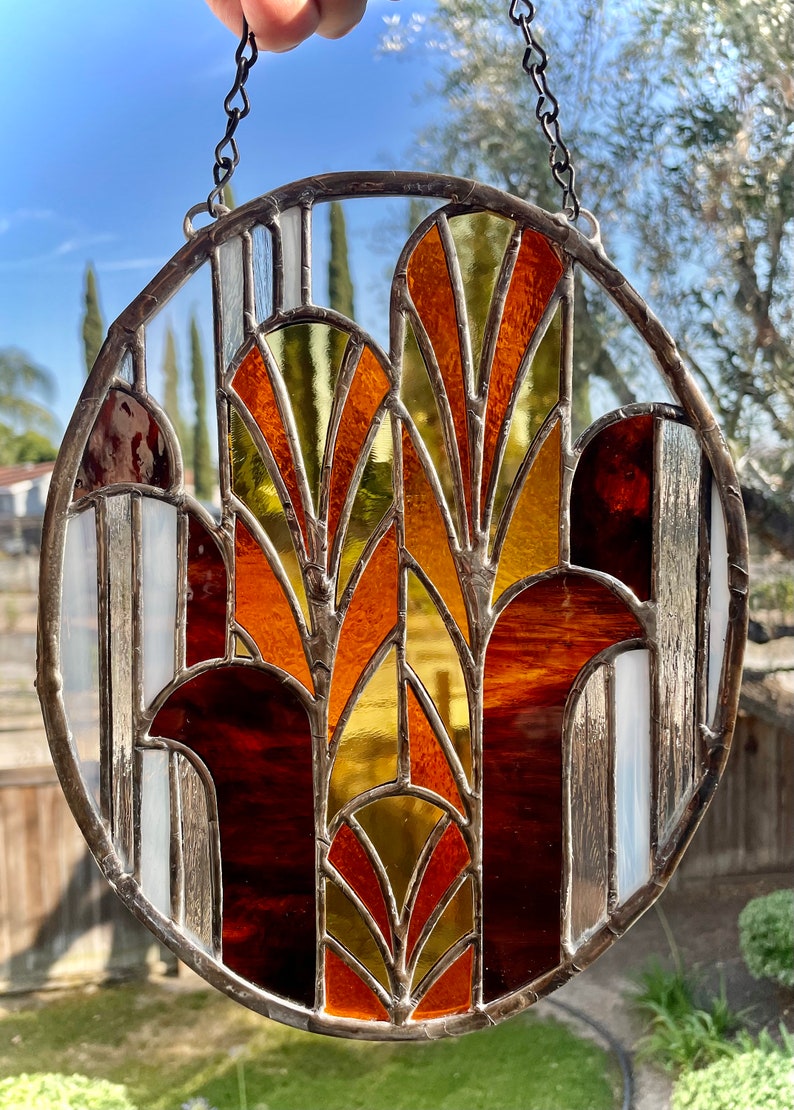 Stained Glass Art Deco Suncatcher Panel 2.0 - Etsy