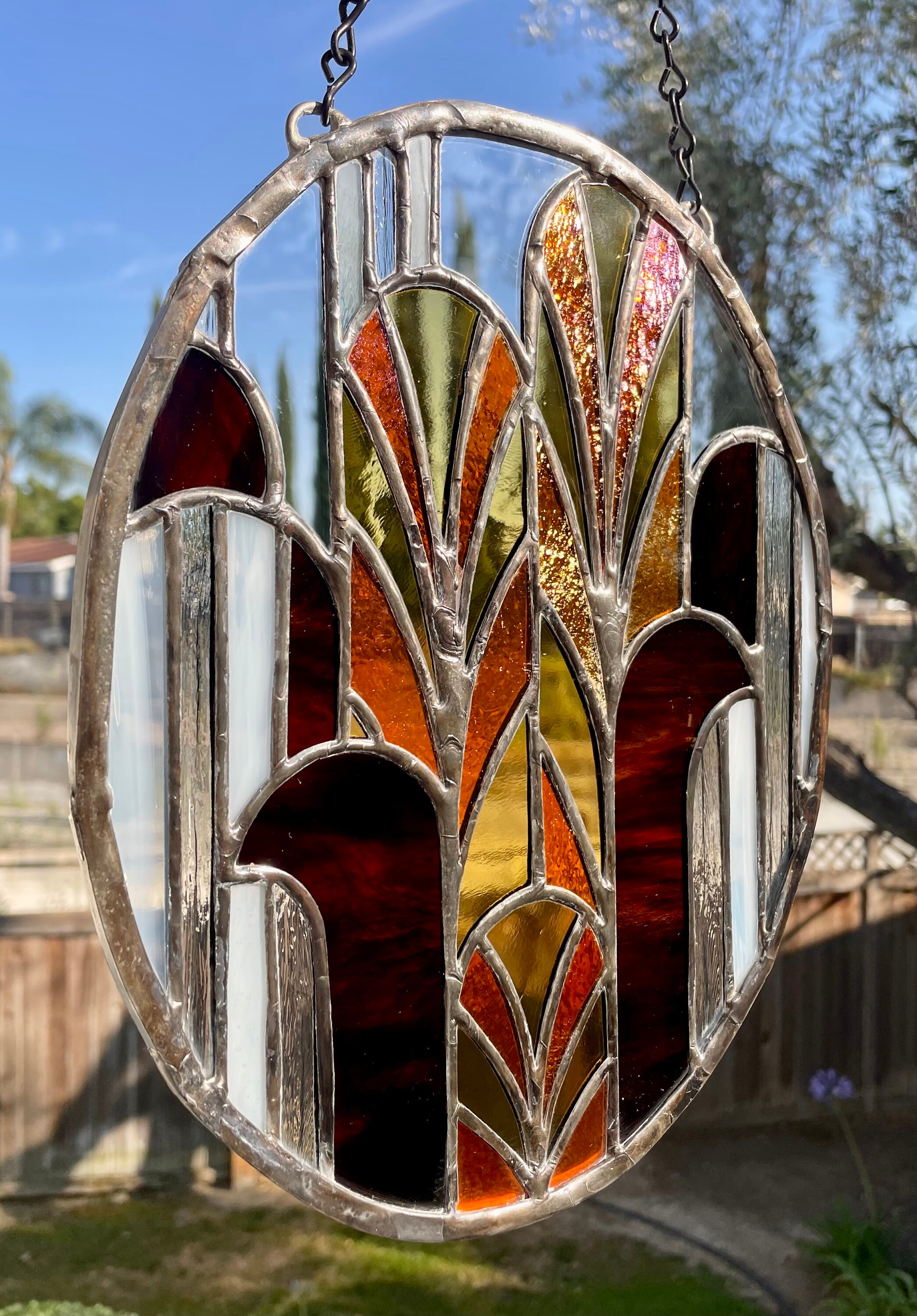 Stained Glass Art Deco Suncatcher Panel 2.0 - Etsy